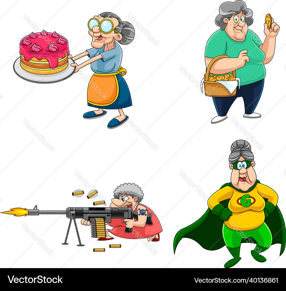 Grandma cartoon characters collection set Vector Image