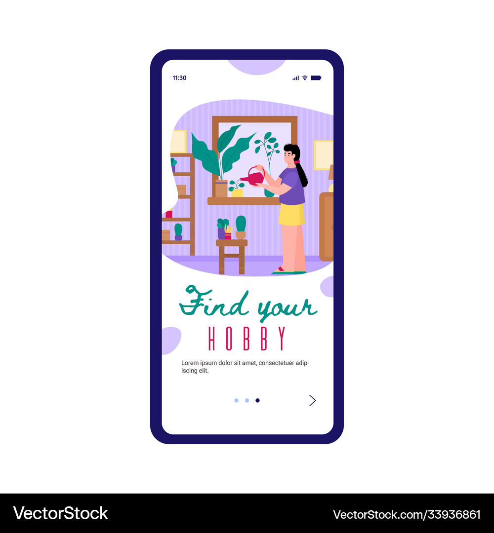 Homepage screen for creative leisure and hobby Vector Image