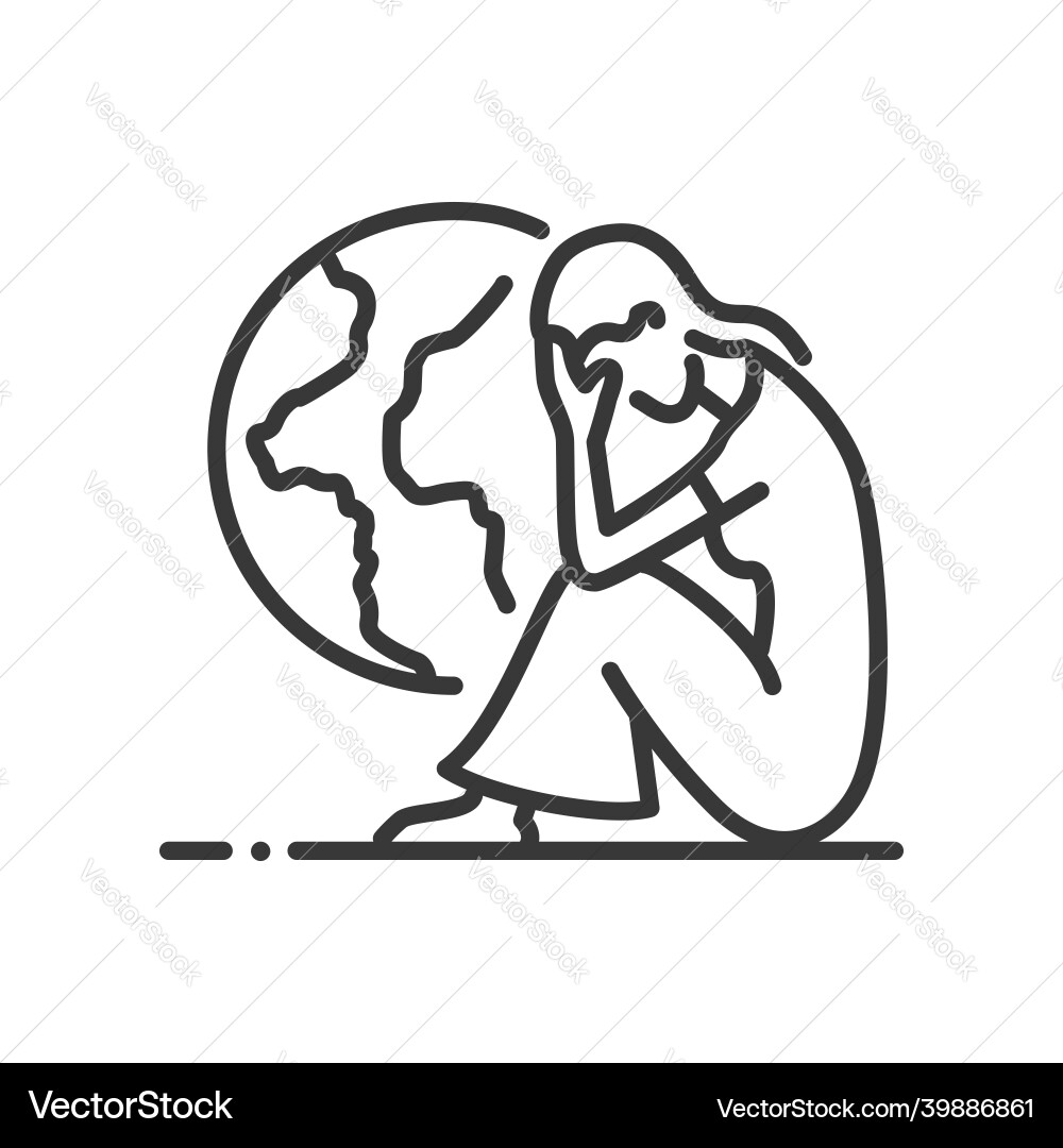 Loneliness in the modern world - line Royalty Free Vector