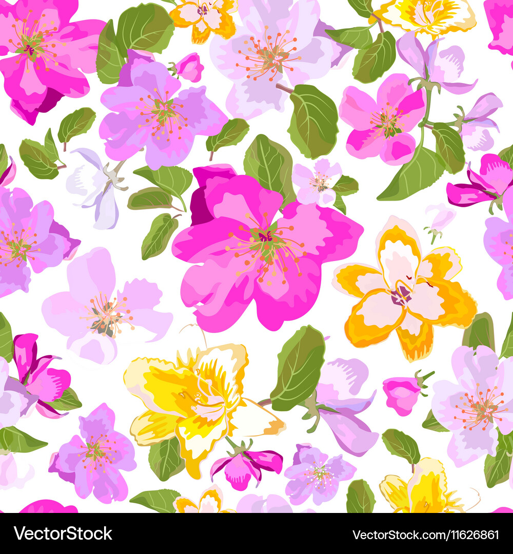 Seamless floral background isolated red yellow Vector Image