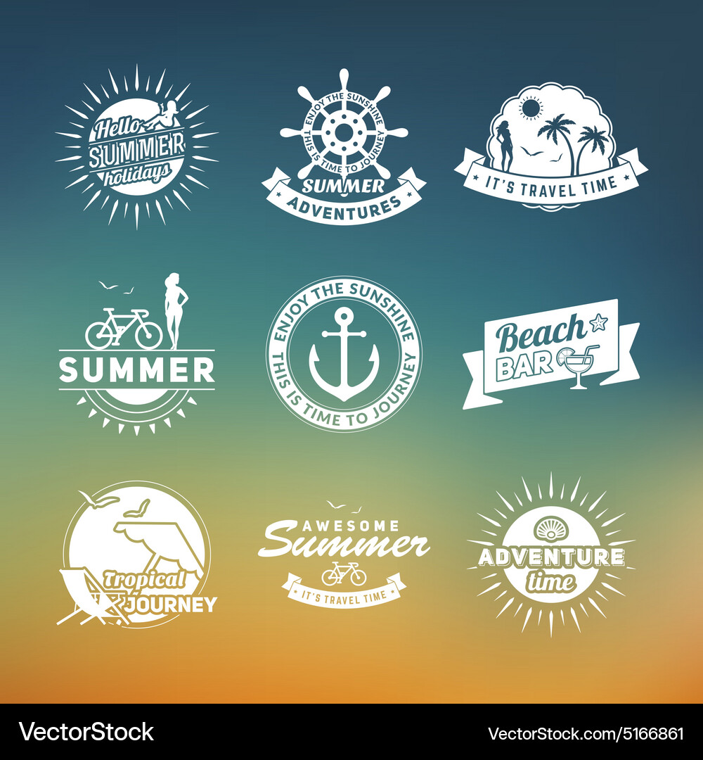 Set of summer retro design elements vintage Vector Image