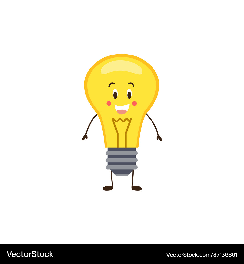 Smiling Light Bulb Character Royalty Free Vector Image