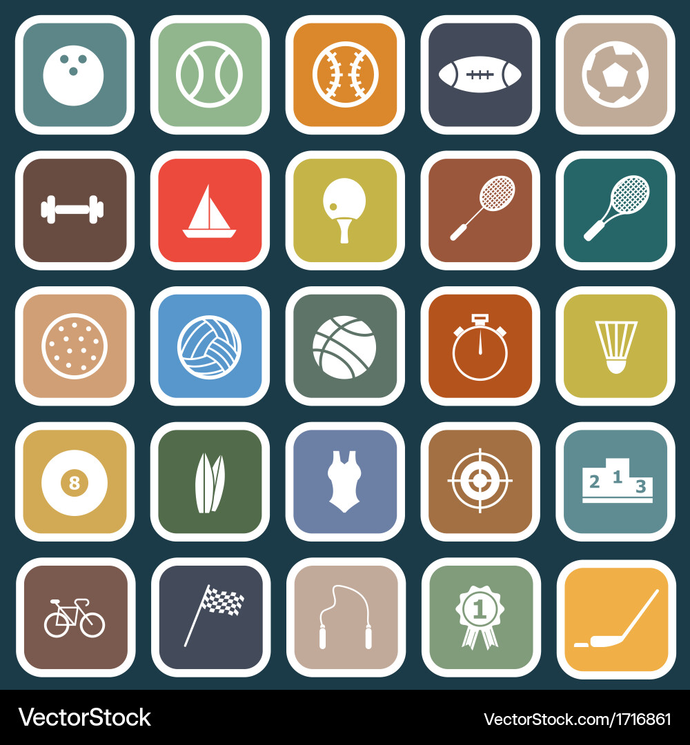 Sport flat icons on blue background Royalty Free Vector