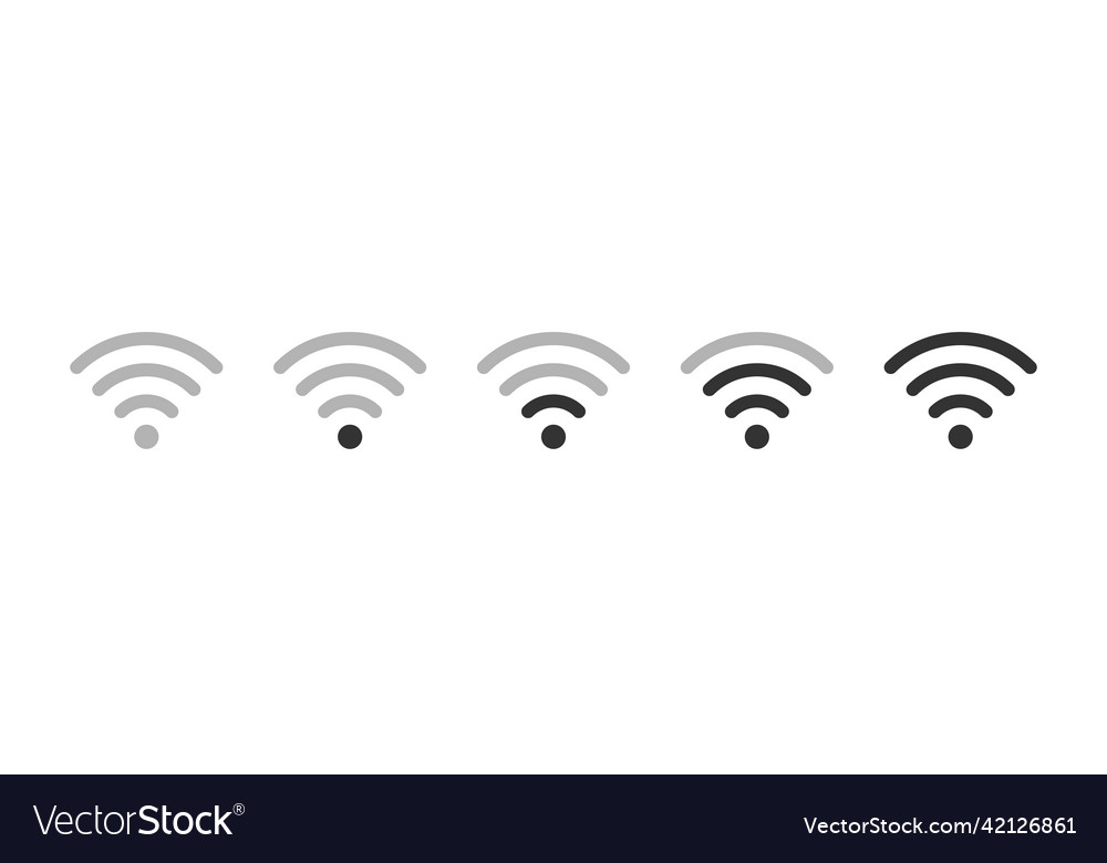Wifi icons set mobile wireless signal strength Vector Image Wifi icons set mobile wireless signal strength Vector Image