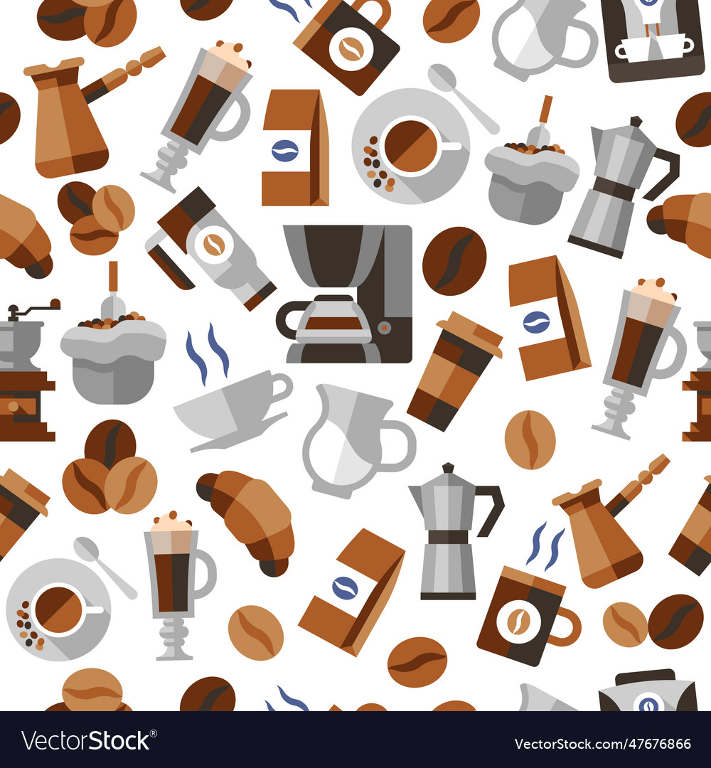 Coffee seamless pattern Royalty Free Vector Image