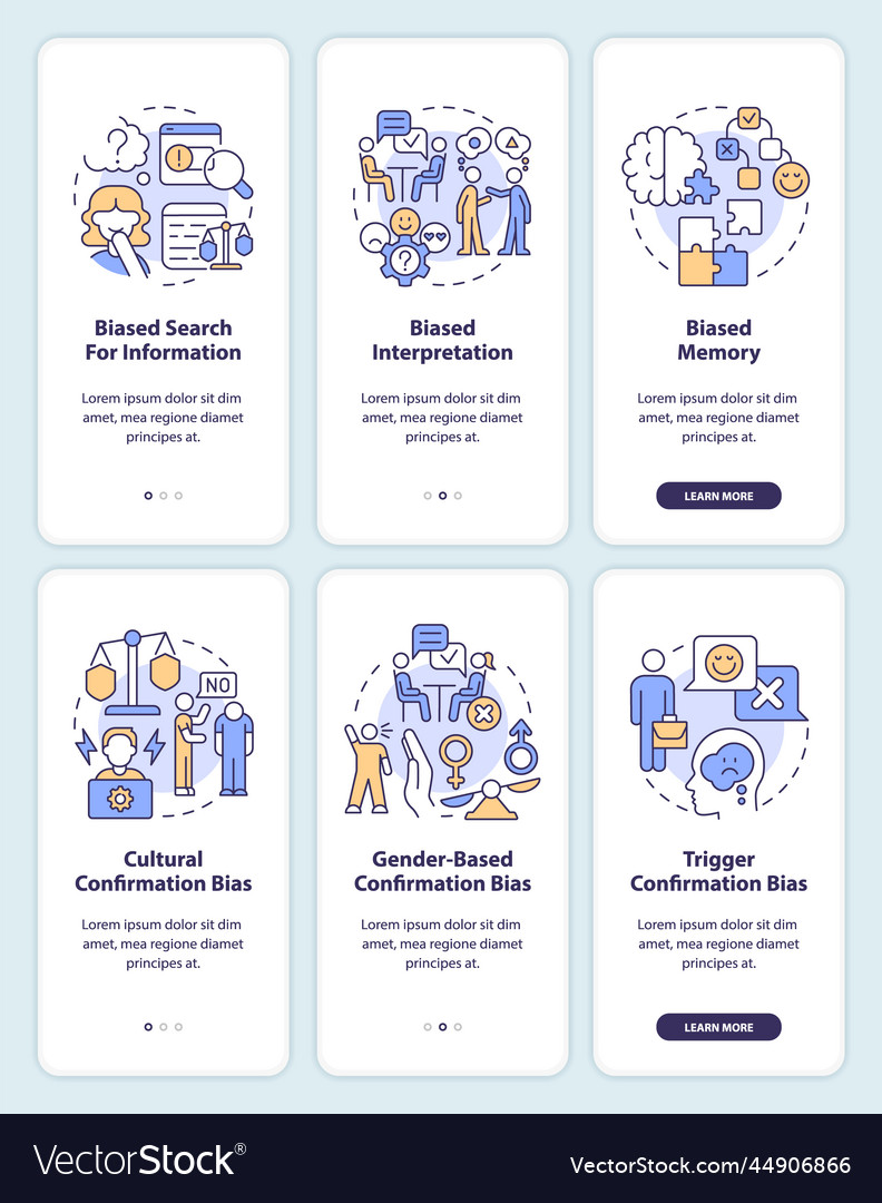 Confirmation Bias In Psychology Onboarding Mobile Vector Image