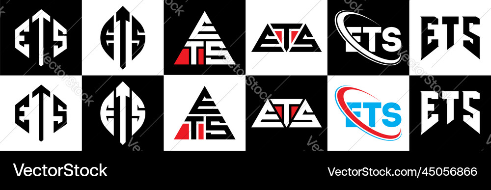 Ets letter logo design in six style polygon Vector Image