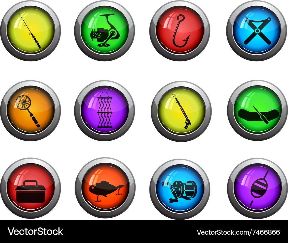 Fishing icon set Royalty Free Vector Image - VectorStock