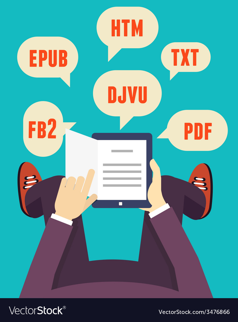 Flat mobile reader with different formats Vector Image