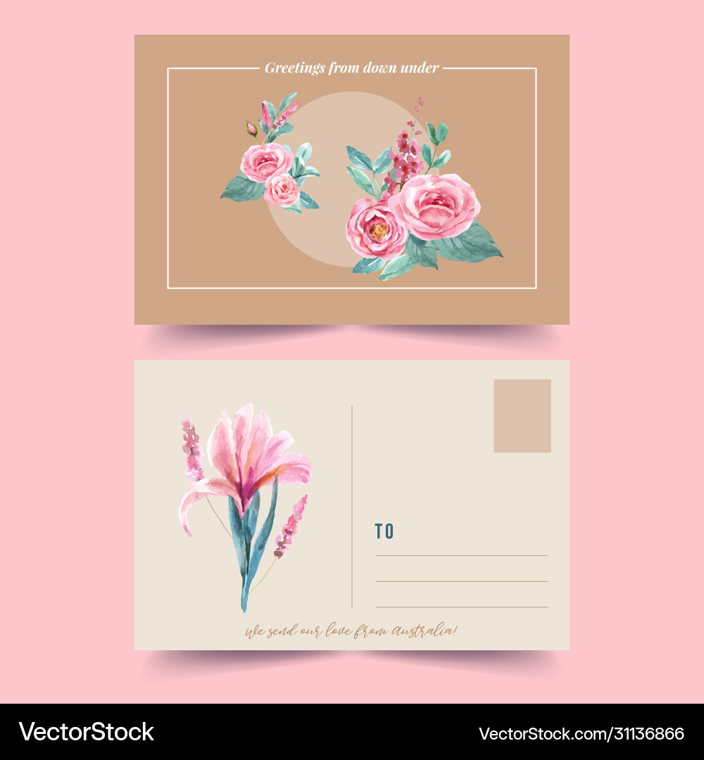 Floral charming postcard design with vintage Vector Image
