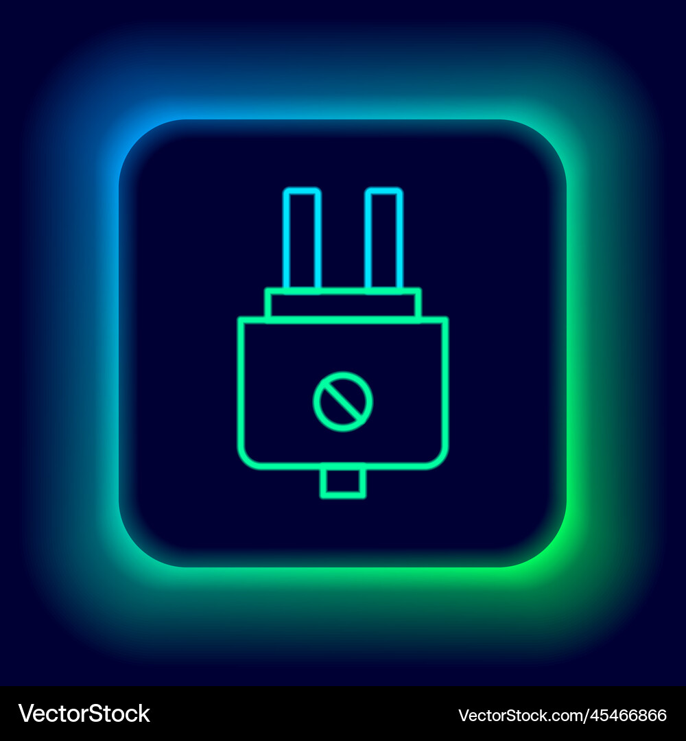 Glowing neon line electric plug icon isolated Vector Image