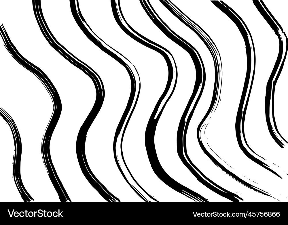 Grunge dry paintbrush wave stripes texture Vector Image