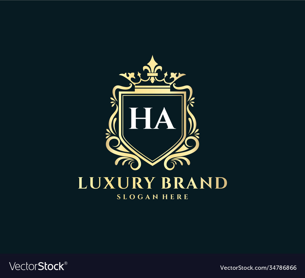 Ha initial letter gold calligraphic feminine Vector Image