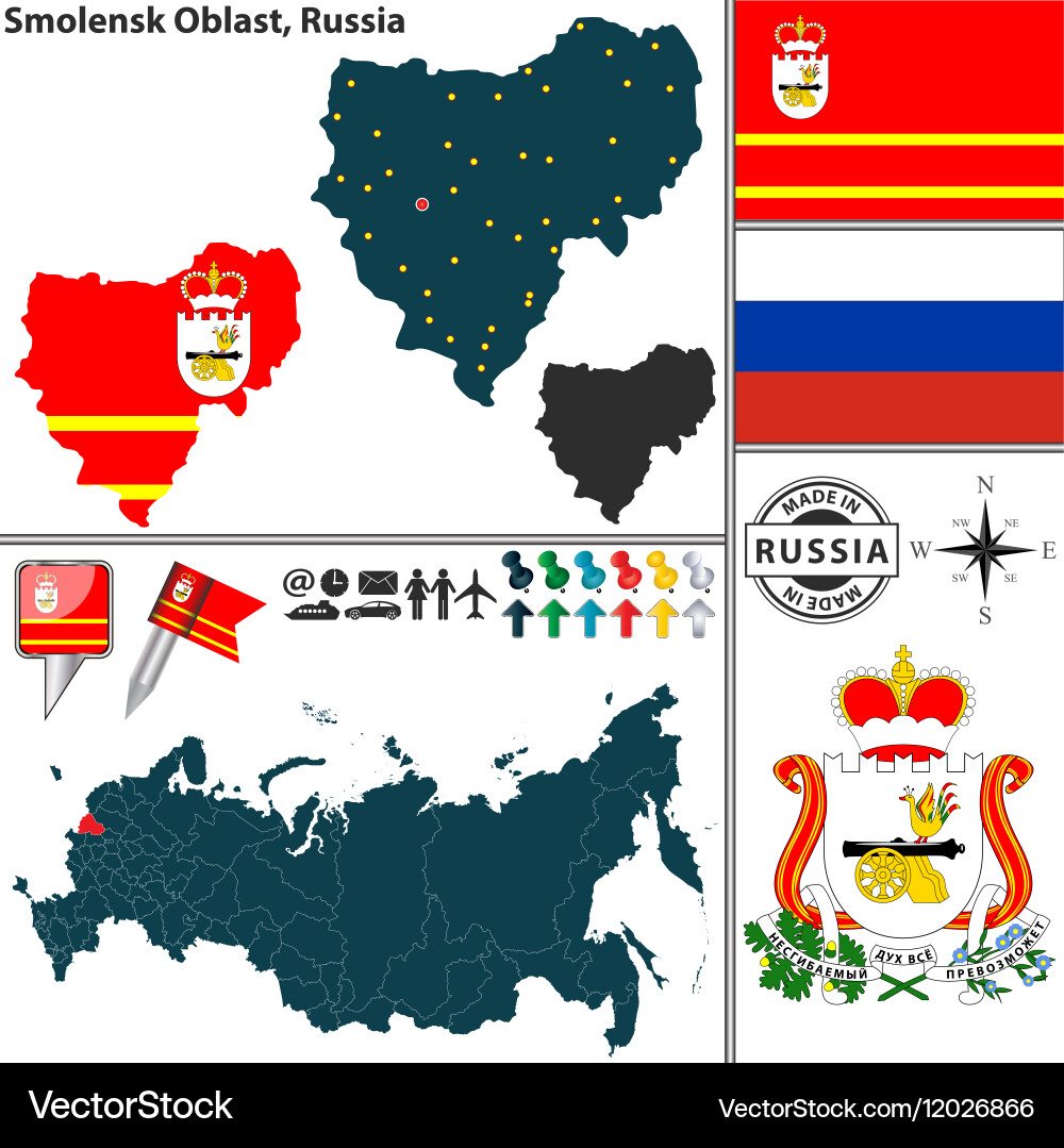 Map of oblast smolensk Royalty Free Vector Image