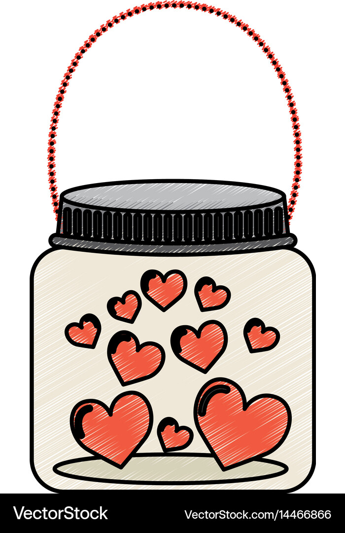 Mason jar with hearts isolated icon Royalty Free Vector