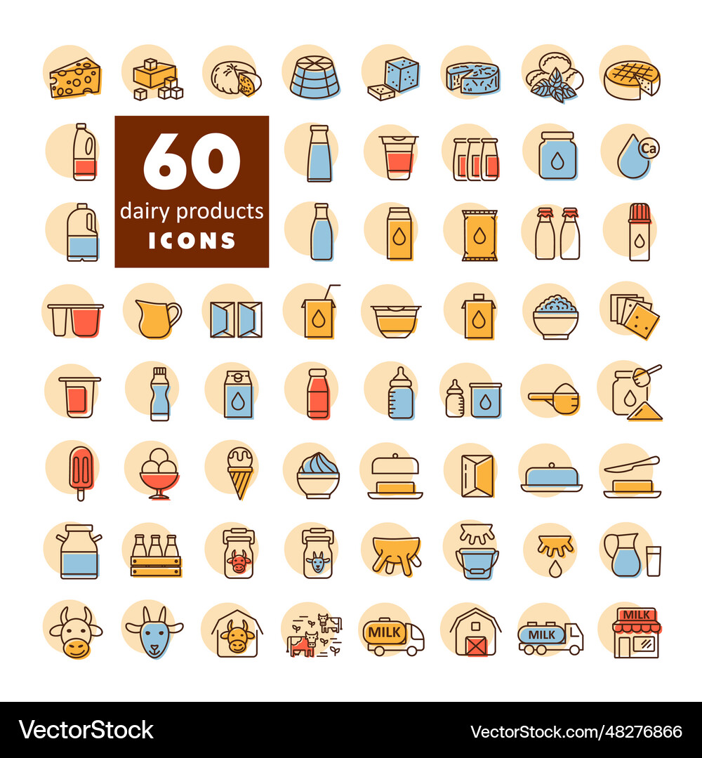 Milk dairy products icon set graph symbol Vector Image