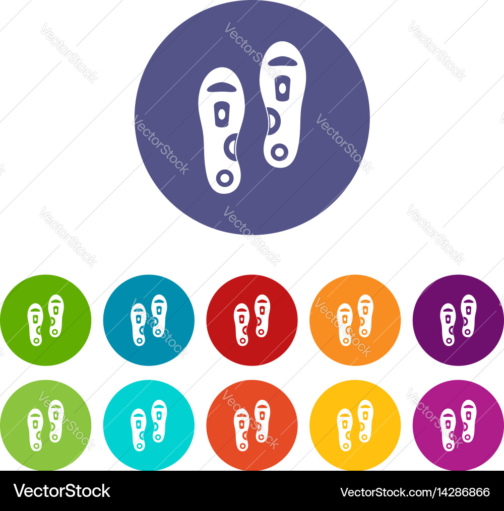 Orthopedic insoles icons set flat Royalty Free Vector Image