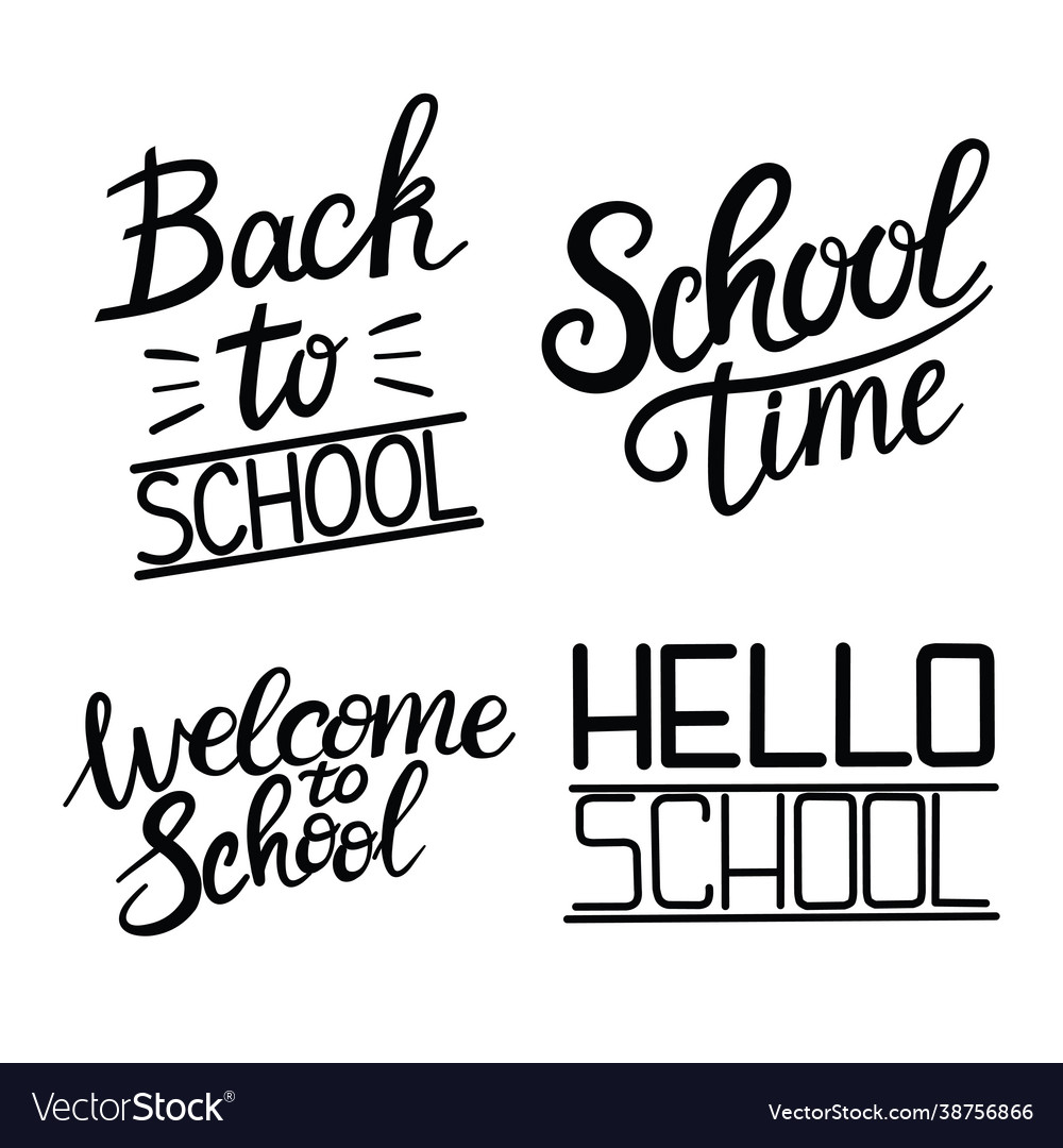 Set welcome back to school lettering quotes Vector Image