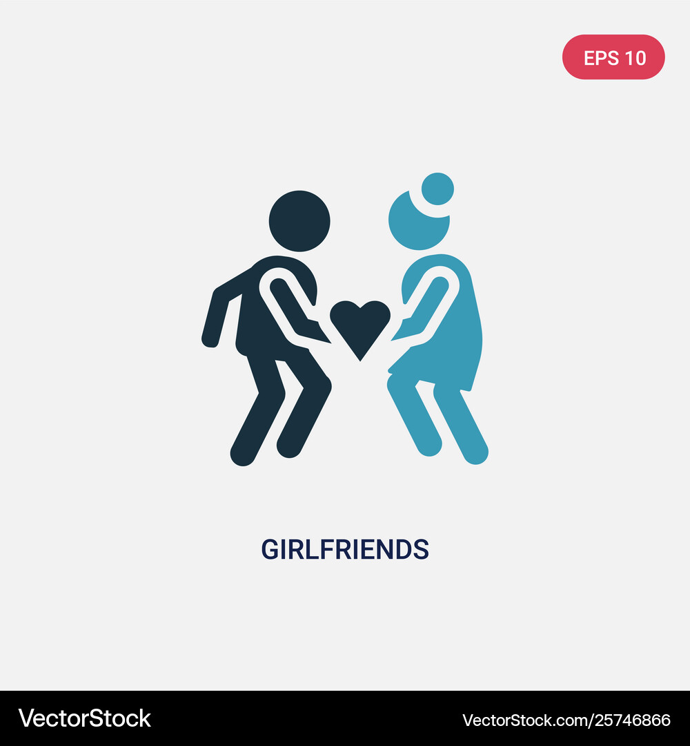 Two color girlfriends icon from people concept Vector Image