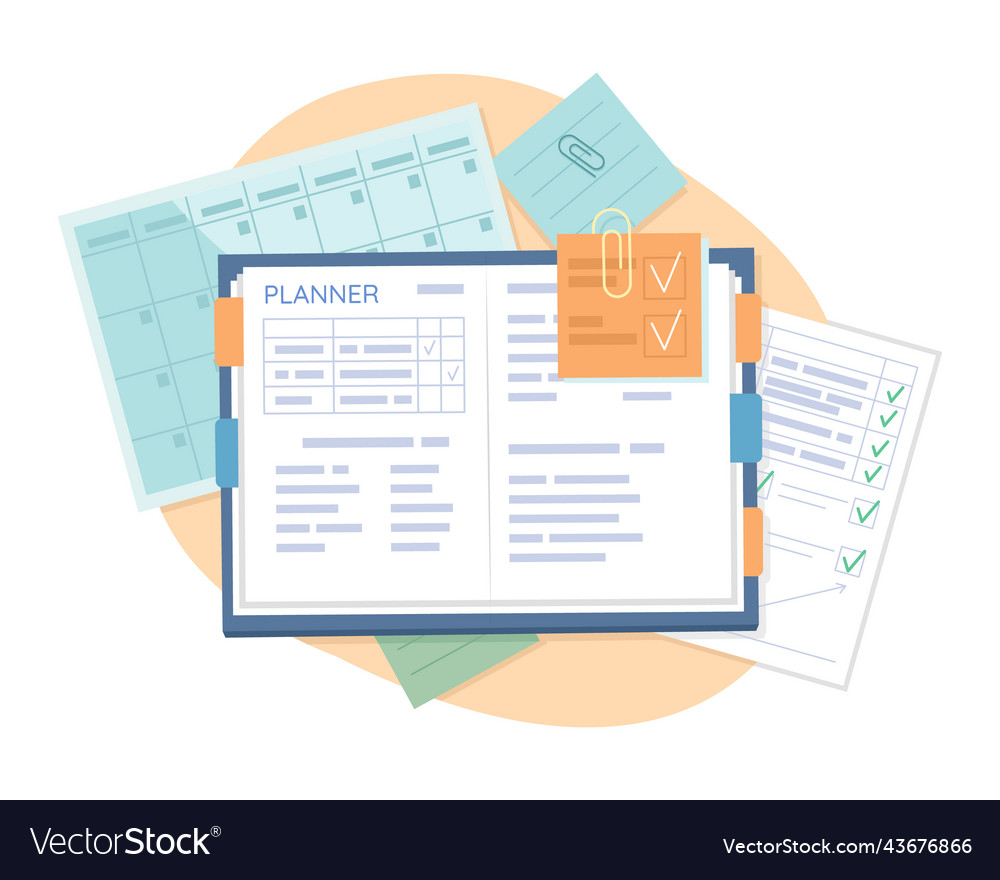 Work planner 2d isolated Royalty Free Vector Image
