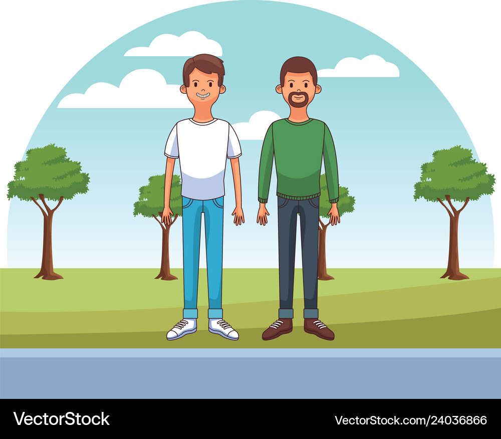 Young men body cartoon Royalty Free Vector Image