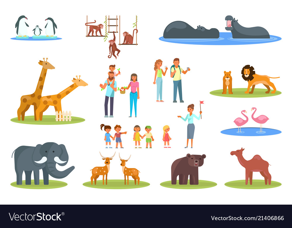 Zoo icon set flat style design Royalty Free Vector Image Zoo icon set flat style design Royalty Free Vector Image