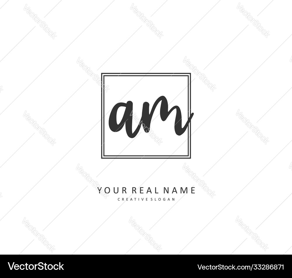 A m am initial letter handwriting and signature Vector Image