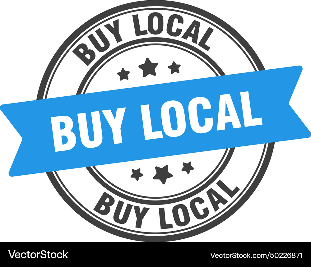 Buy local stamp label on transparent Royalty Free Vector