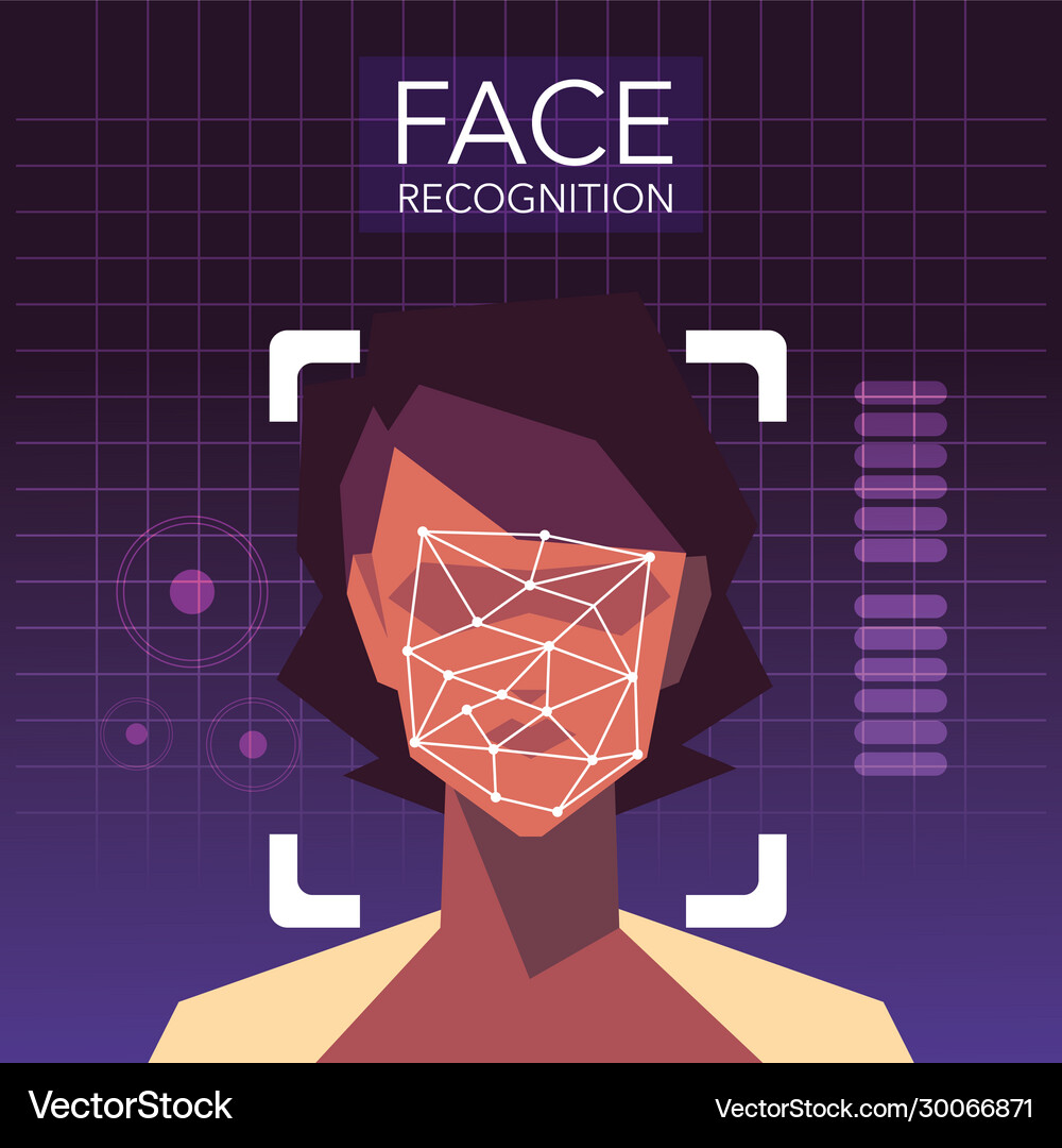 Facial recognition technology woman face identity Vector Image