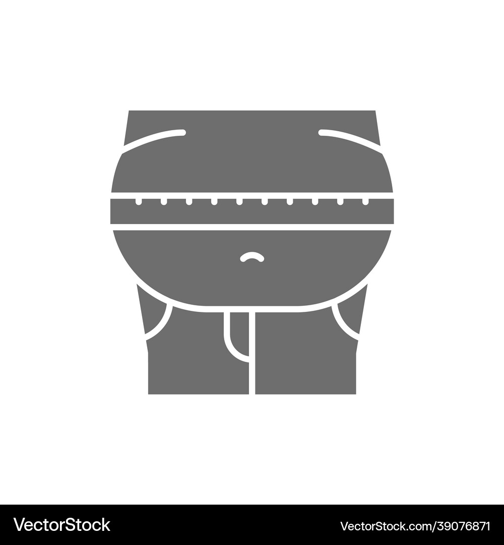 Obesity belly fat grey icon isolated on white Vector Image