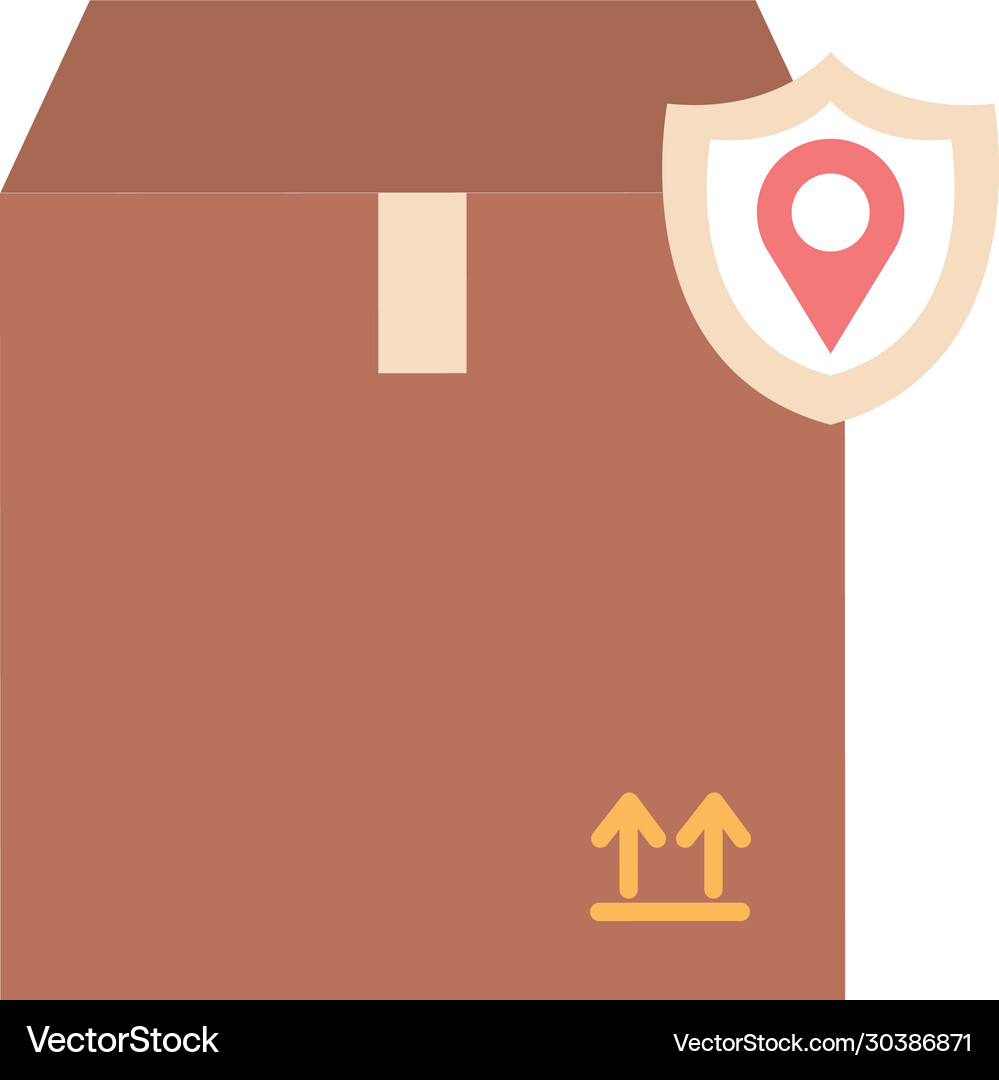 Package box with location pin icon flat style Vector Image