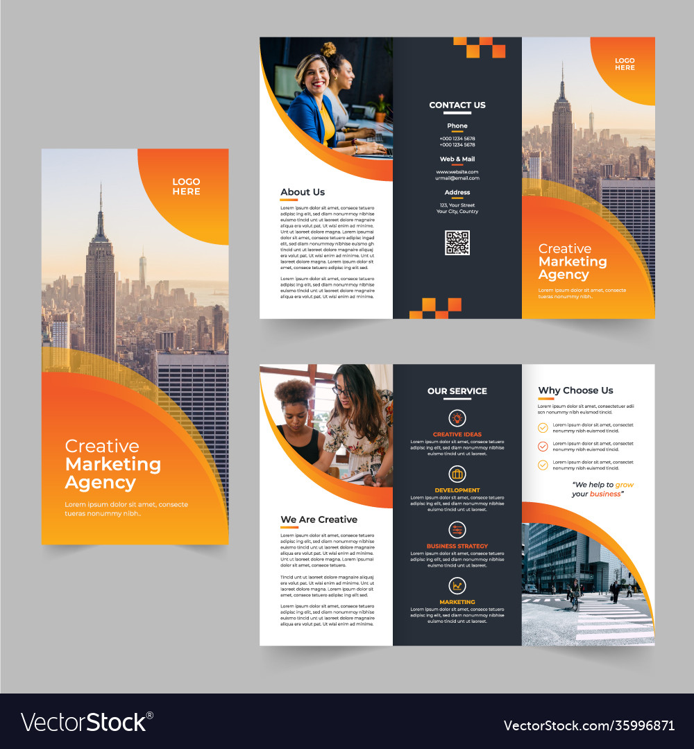 Professional Business Tri fold Brochure Design Vector Image