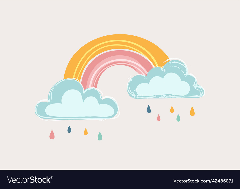 Rainbow and clouds Royalty Free Vector Image - VectorStock