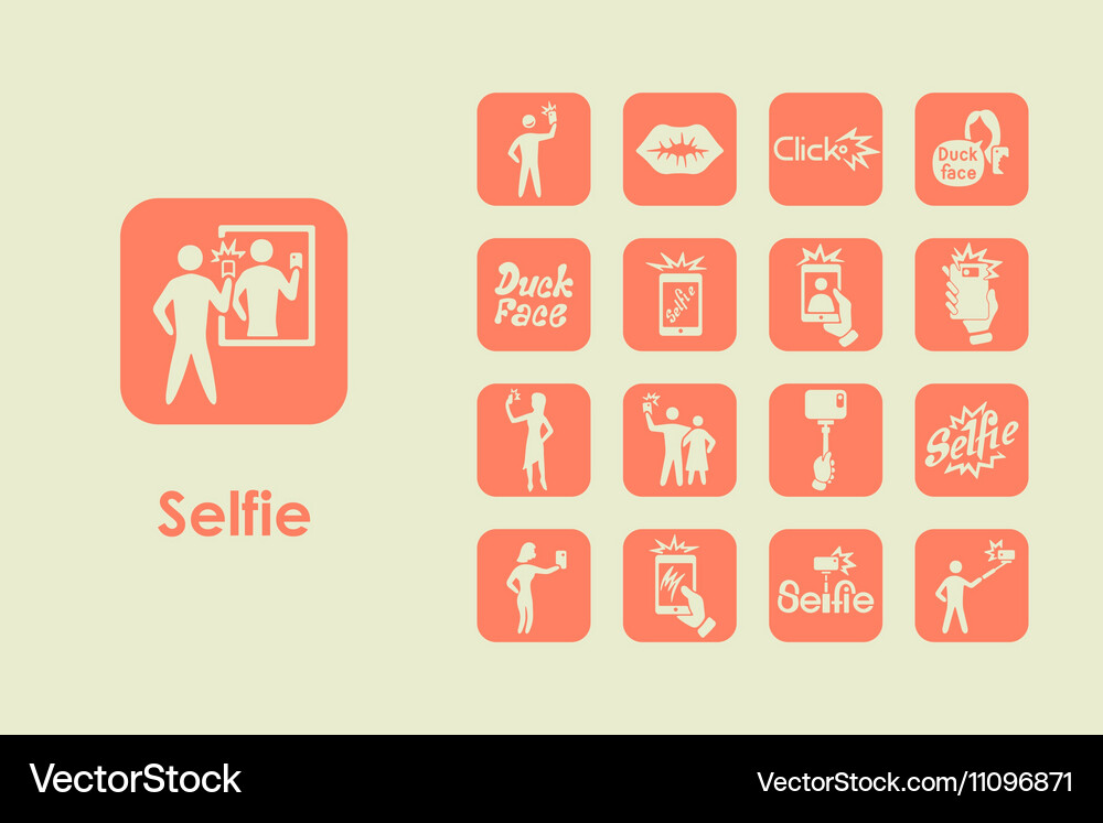 Set of selfie simple icons Royalty Free Vector Image