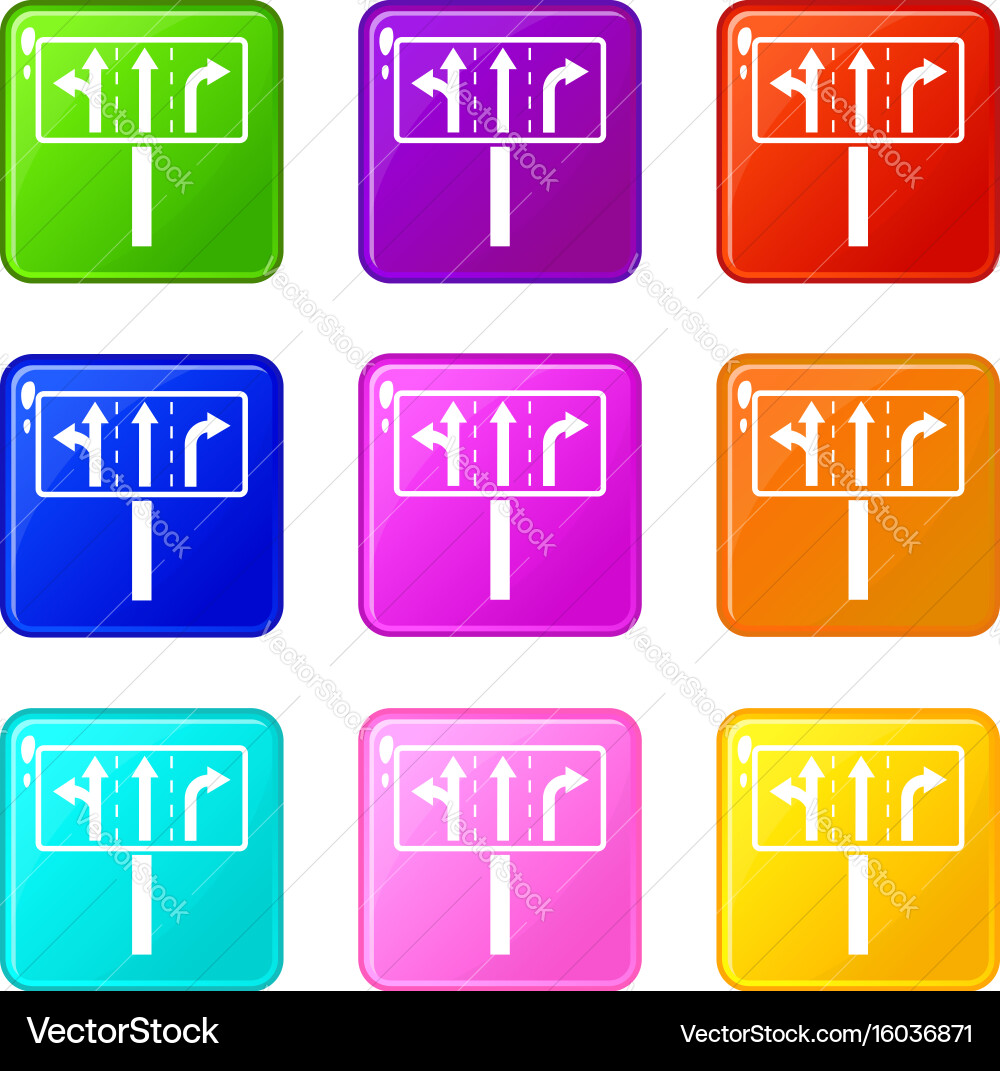 Traffic lanes at crossroads junction set 9 Vector Image