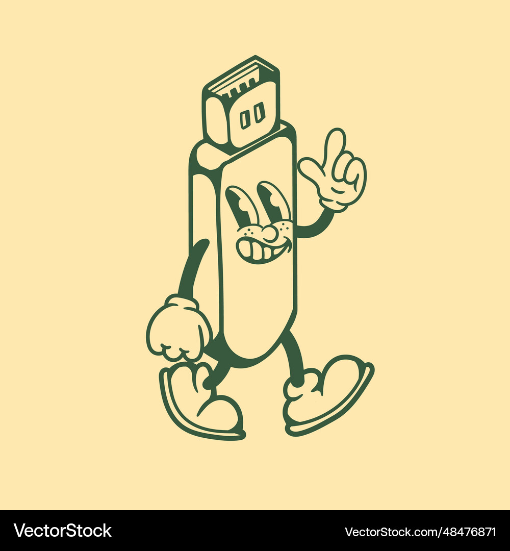 Vintage character design of flash drive Royalty Free Vector