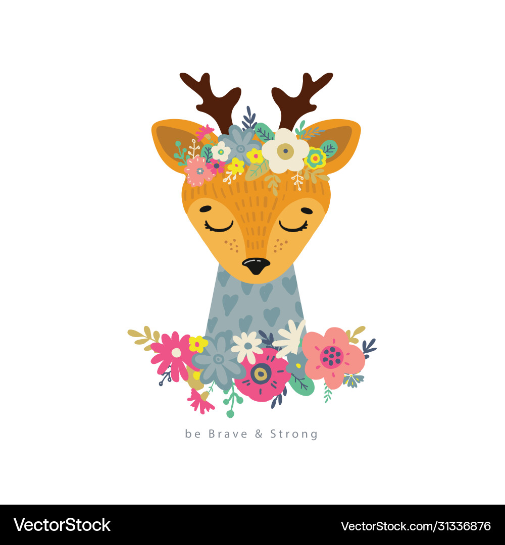 Deer with flowers Royalty Free Vector Image - VectorStock