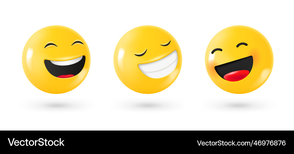 Different facial emoticons 3d set emoji isolated Vector Image