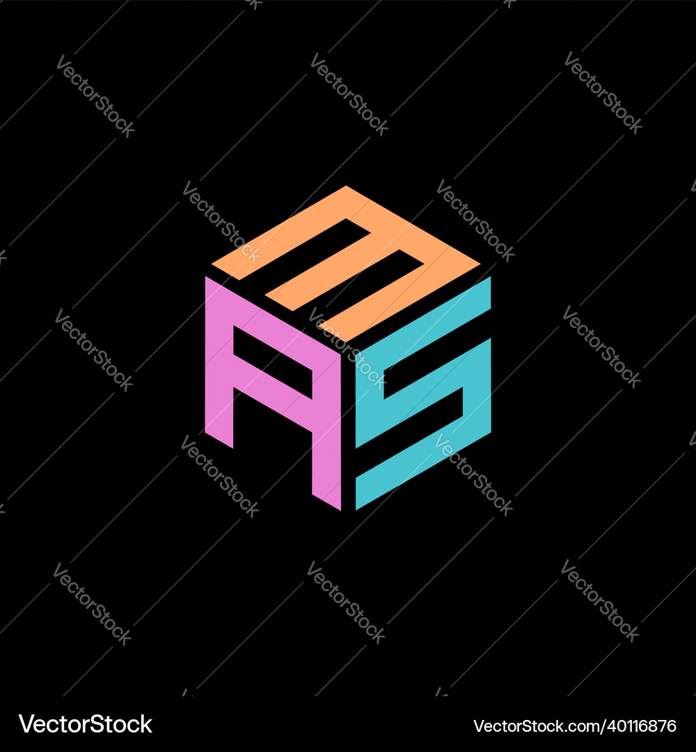 Hexagon logo with the letters mas design Vector Image