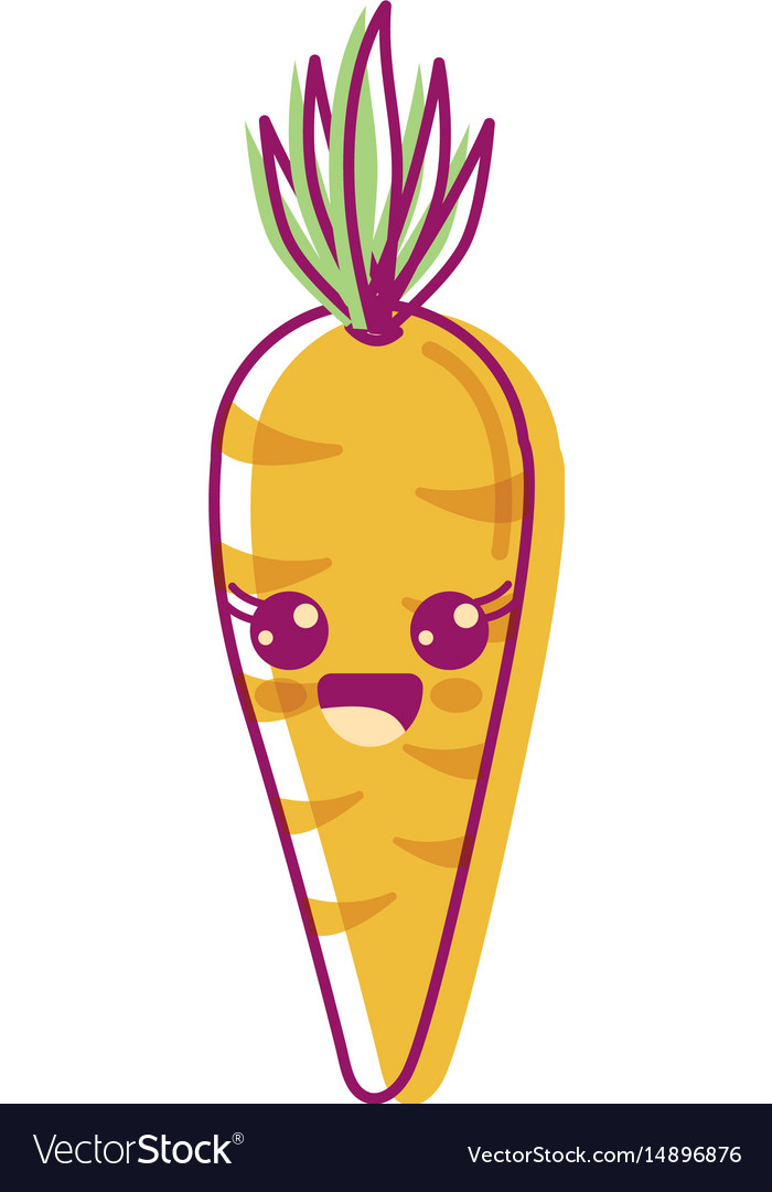 Kawaii cute happy carrot vegetable Royalty Free Vector Image