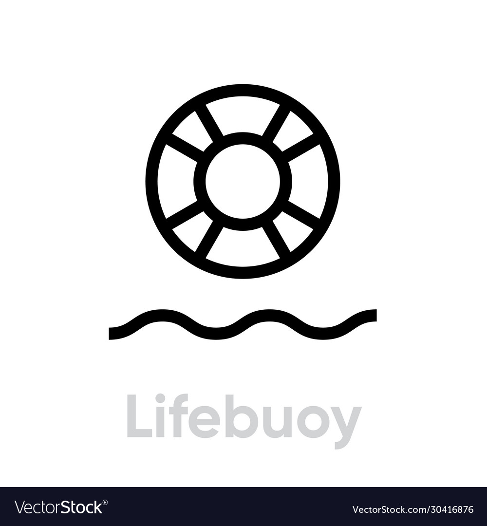 Lifebuoy help icon editable line Royalty Free Vector Image