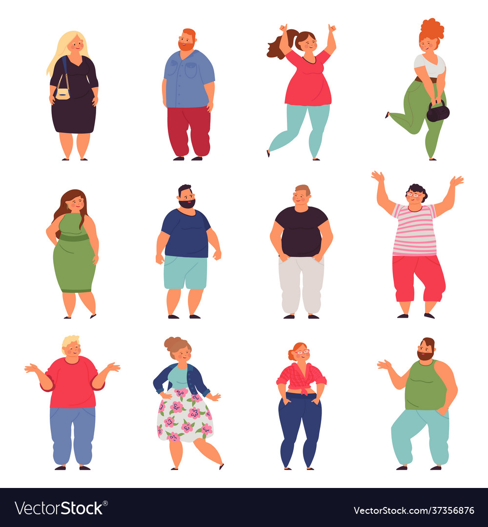 Plus Size People Big Woman Chubby Models Vector Image
