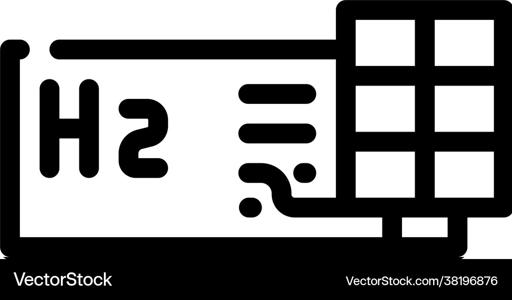 Production hydrogen with solar panels line icon Vector Image