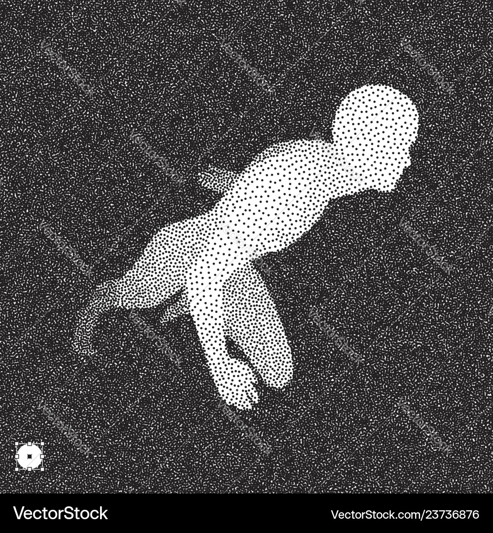 Running man 3d model of black and white Royalty Free Vector