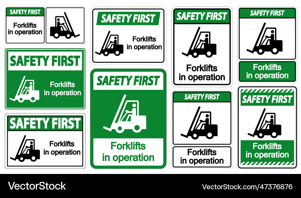 Safety first forklifts in operation symbol sign Vector Image