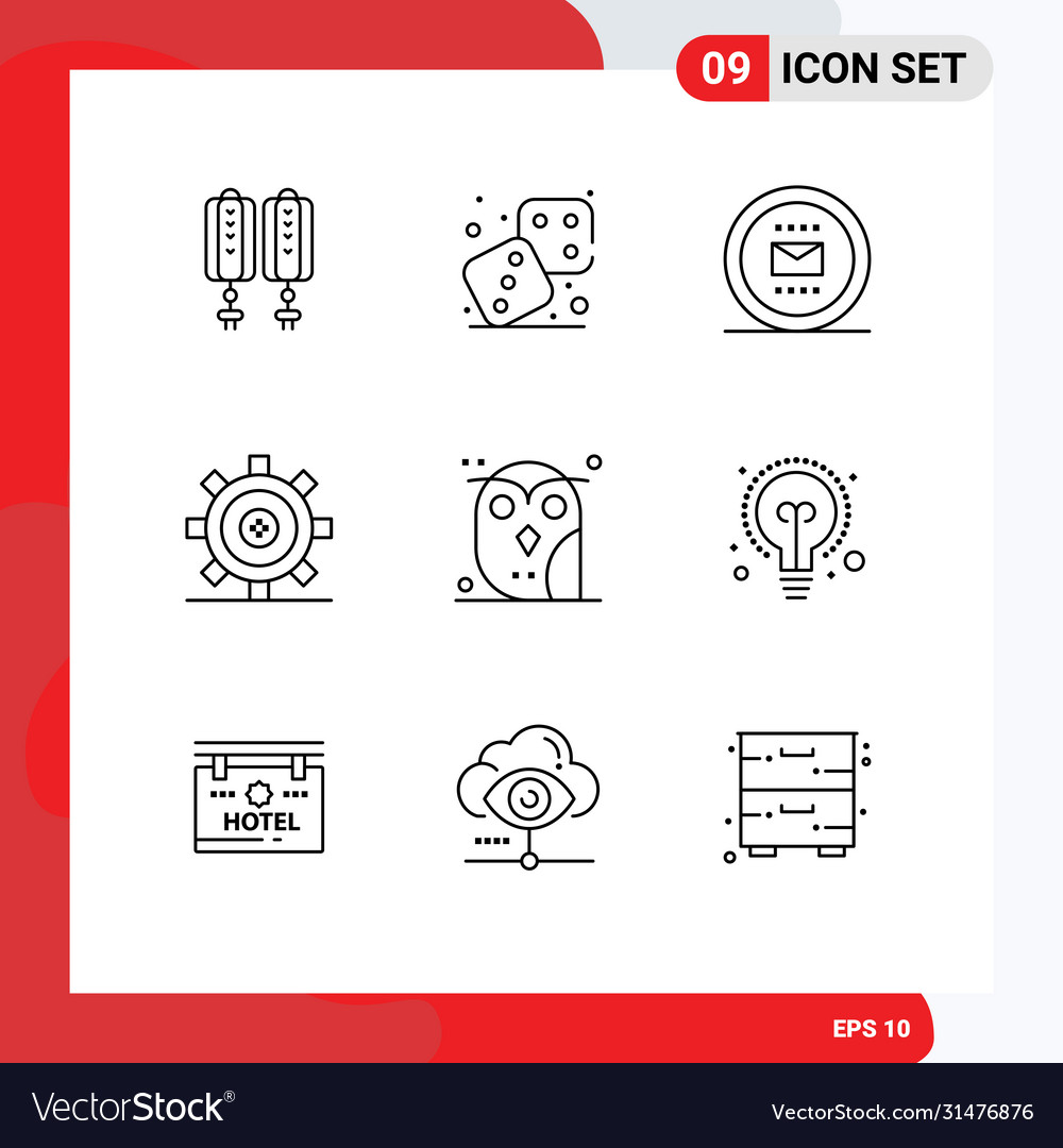 Stock icon pack 9 line signs and symbols for Vector Image