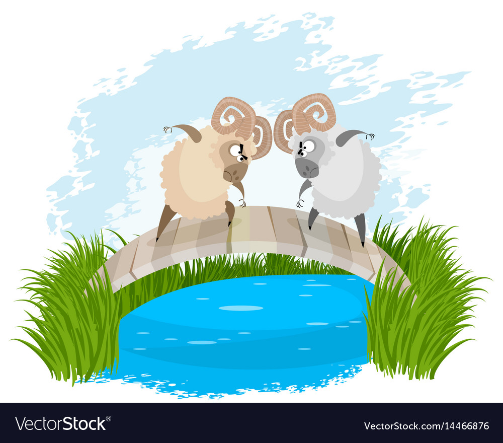 Two rams on bridge Royalty Free Vector Image - VectorStock