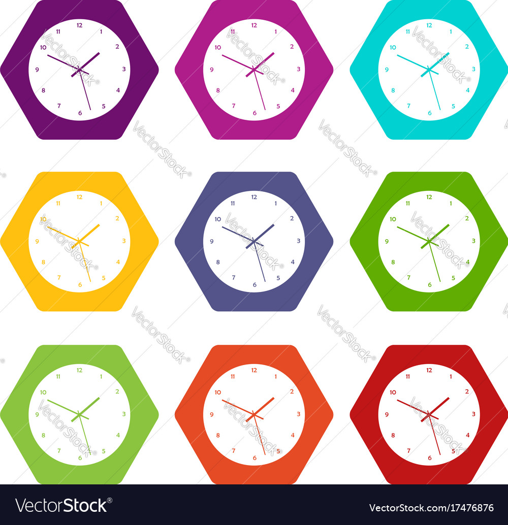 Watch icon set color hexahedron Royalty Free Vector Image