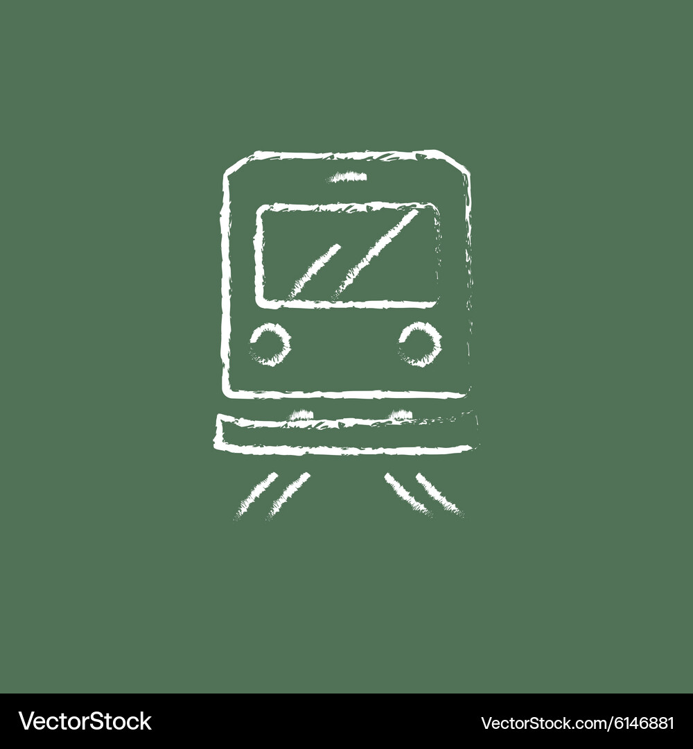 Back view of train icon drawn in chalk Royalty Free Vector