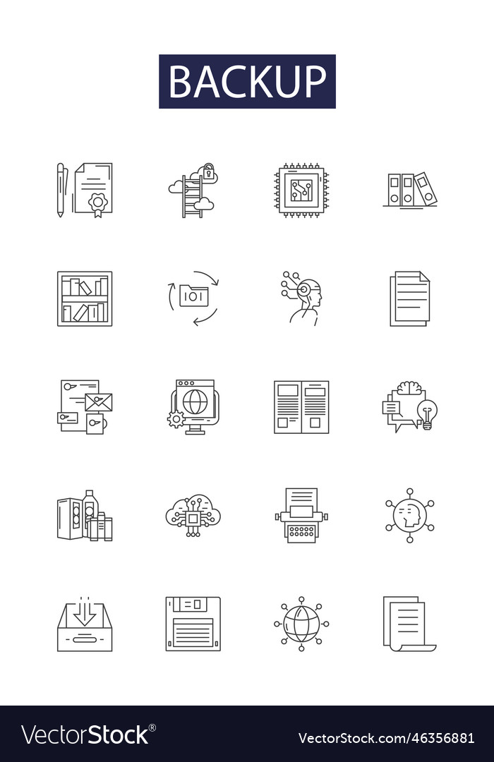 Backup line icons and signs Royalty Free Vector Image